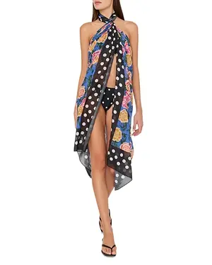 MILLY Climbing Rose Swim Cover Up Sarong - Blue Multi