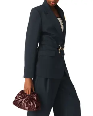 Maje Vissila Striped Belted Jacket