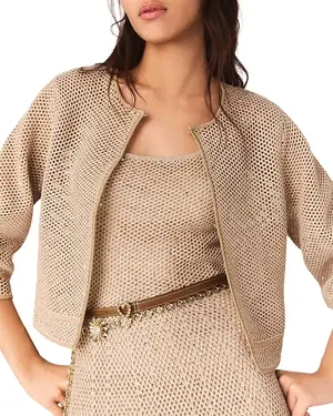 Maje Sequin Knit Cardigan - Nude