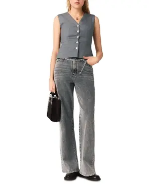Maje Sleeveless Jewel Button Tailored Jacket