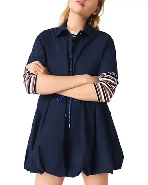 Maje Short Bubble Shirtdress - Navy