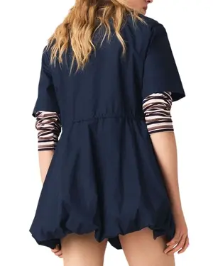 Maje Short Bubble Shirtdress - Navy
