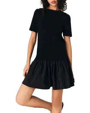 Maje Short Knit Taffeta Dress