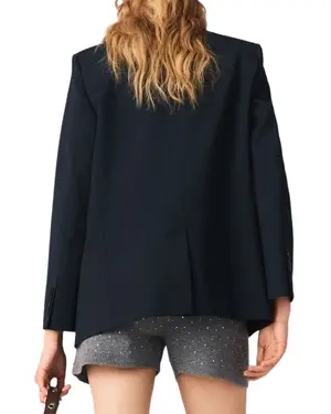 Maje Rhinestone Embellished Knit Shorts