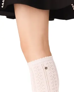 Maje Knee High Pointelle Socks - White