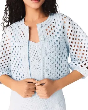 Maje Rhinestone Crochet Cardigan - Blue Sky