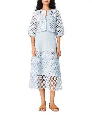 Maje Rhinestone Crochet Cardigan - Blue Sky