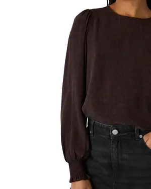 Whistles Leopard Shirred Cuff Blouse