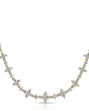 Ef Collection 14k Yellow Diamond Fleur Necklace - Gold