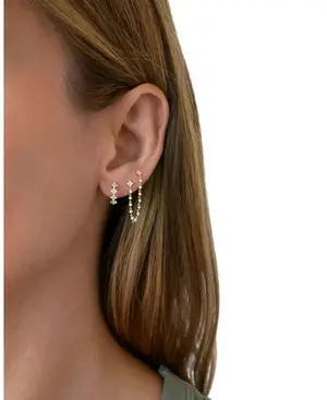 Ef Collection 14k Yellow Diamond Fleur Chain Earrings - Gold
