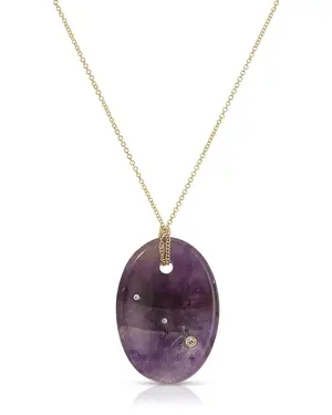 Ef Collection 14k Amethyst & Diamond Aura Necklace - Gold