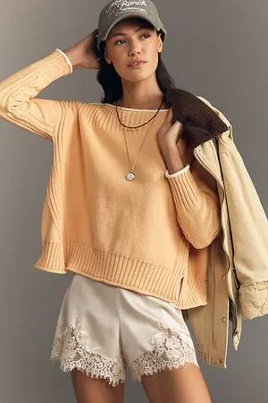 Anthropologie Off-shoulder Slouchy Pullover Top - Orange