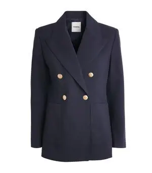 Sandro Virgin Wool-cotton Double-breasted Slim Blazer