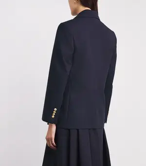 Sandro Virgin Wool-cotton Double-breasted Slim Blazer