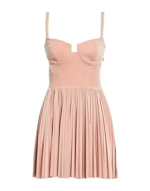Elisabetta Franchi Velvet Pleated Mini Dress - Blush