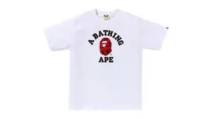 A BATHING APE Camo College 1j80110019 Tee Shirt White/red