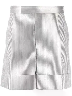Thom Browne Striped Seersucker Tailored Shorts - Grey