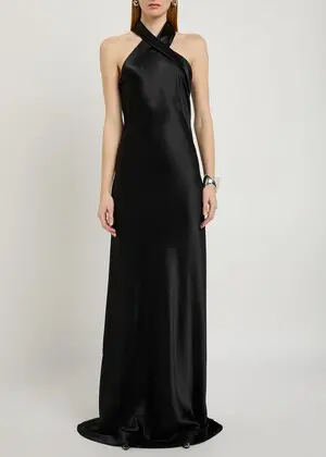 Galvan Cascading Satin Gown