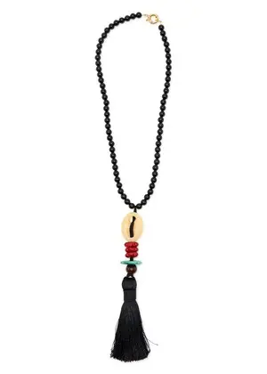 Timeless Pearly Tasseled Beaded Necklace - Multicoloured