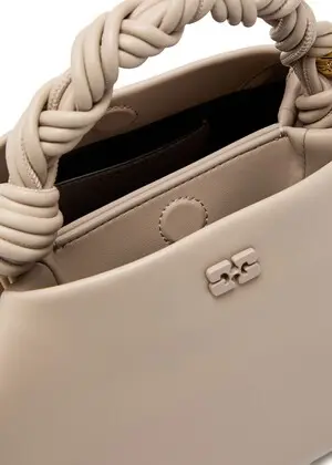GANNI Small Leather Top Handle Bag - Grey