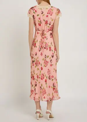 Rixo Clarice Floral-print Georgette Midi Dress - Pink