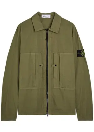 Stone Island Logo Cotton-poplin Overshirt