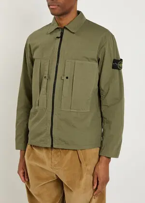 Stone Island Logo Cotton-poplin Overshirt