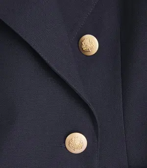 Sandro Virgin Wool-cotton Double-breasted Slim Blazer - Blue