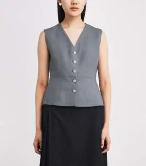 Maje Wool-blend Waistcoat - Black