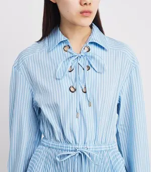 Maje Striped Maxi Shirt Dress - Blue