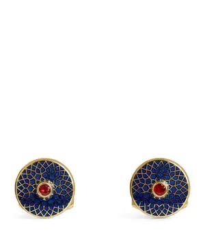 DEAKIN & FRANCIS 18k Yellow Ruby And Enamel Cufflinks - Gold