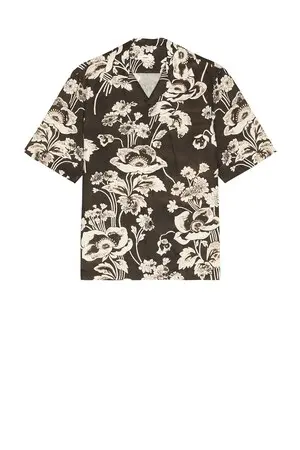 Commas Painted Peonies Bowling Shirt