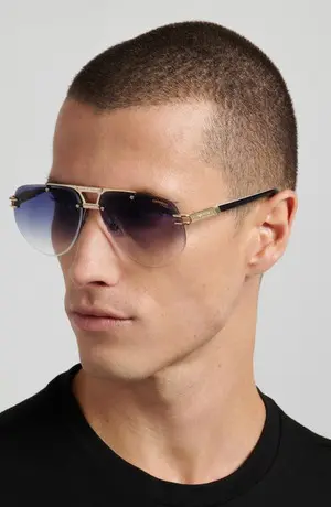 Carrera Eyewear 63mm Oversized Sunglasses - Black White/dk Blue Sf
