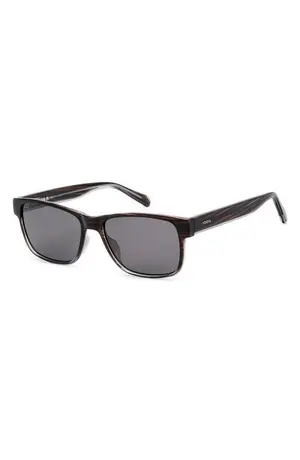 Fossil 58mm Rectangular Sunglasses - Brown Horn/grey