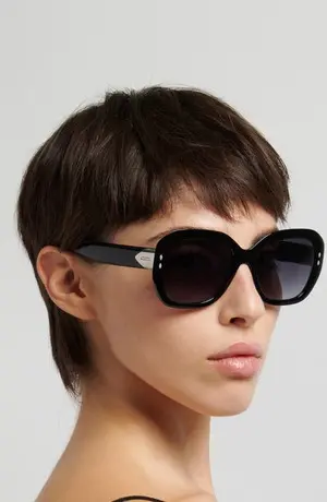 Isabel Marant 55mm Rectangular Sunglasses - Black/dark Grey Sf