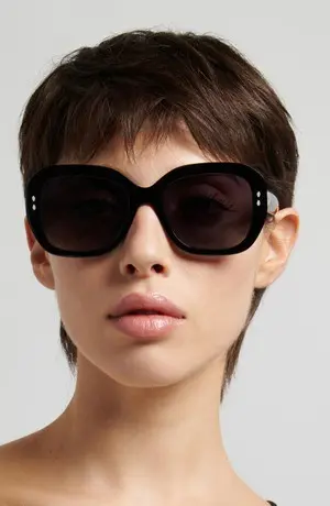 Isabel Marant 55mm Rectangular Sunglasses - Black/dark Grey Sf
