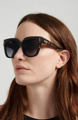 Moschino 55mm Square Sunglasses - Black Havana/dark Grey
