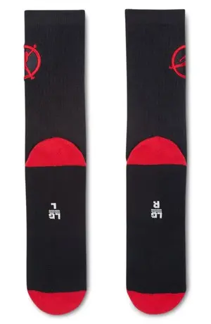 JORDAN Cushioned Crew Socks - Black/university Red/red
