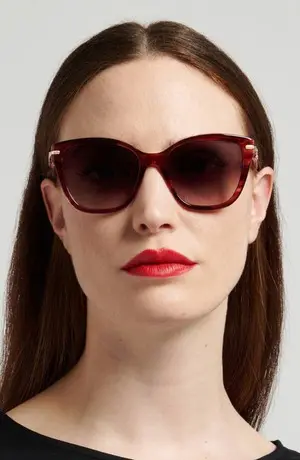 Carolina Herrera 55mm Gradient Cat Eye Sunglasses - Red Horn/brown Sf