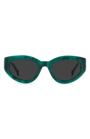 Carolina Herrera Her 52mm Gradient Oval Sunglasses - Green Marble Black/grey