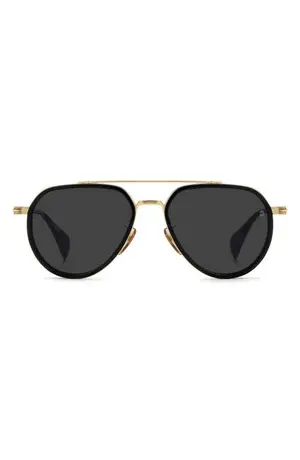 DB EYEWEAR BY DAVID BECKHAM 57mm Pilot Sunglasses - Gold Black/grey Ar
