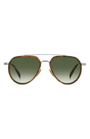 DB EYEWEAR BY DAVID BECKHAM 57mm Pilot Sunglasses - Palladium Brown/green Sf Ar