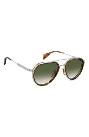 DB EYEWEAR BY DAVID BECKHAM 57mm Pilot Sunglasses - Palladium Brown/green Sf Ar