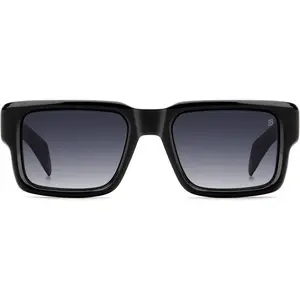 DB EYEWEAR BY DAVID BECKHAM 53mm Rectangular Full Rim Sunglasses - Black Gold/dk Blue Sf