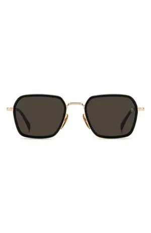 DB EYEWEAR BY DAVID BECKHAM 53mm Square Sunglasses - Gold Black/grey