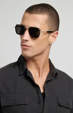 DB EYEWEAR BY DAVID BECKHAM 53mm Square Sunglasses - Gold Black/grey