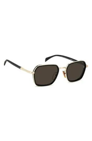 DB EYEWEAR BY DAVID BECKHAM 53mm Square Sunglasses - Gold Black/grey
