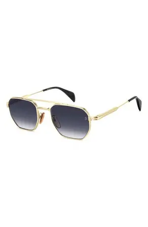 DB EYEWEAR BY DAVID BECKHAM 52mm Octagon Sunglasses - Gold Black/bl Sf Ar