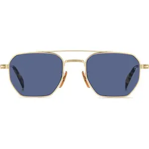 DB EYEWEAR BY DAVID BECKHAM 52mm Octagon Sunglasses Gold Honey Havana/blue Avio