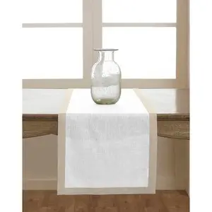 SOLINO HOME Linen Table Runnerclassic - Natural And White